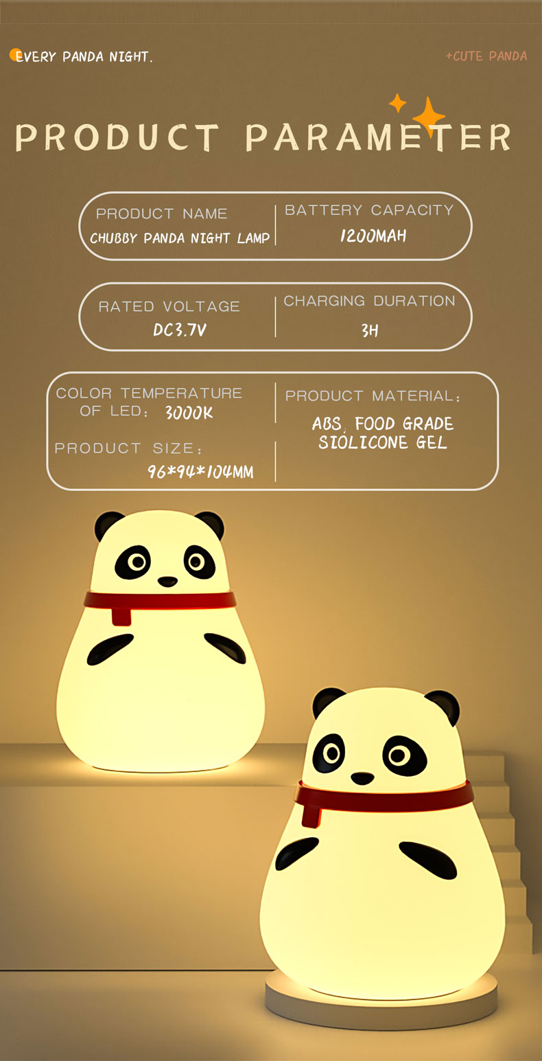 Panda Night Light | Silicone Panda Night Lamp for Kids