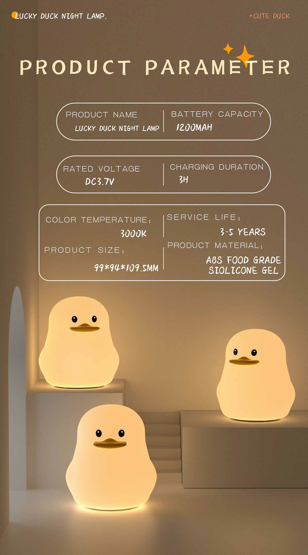 Silicone Night Light | Duck Night Light for Kids