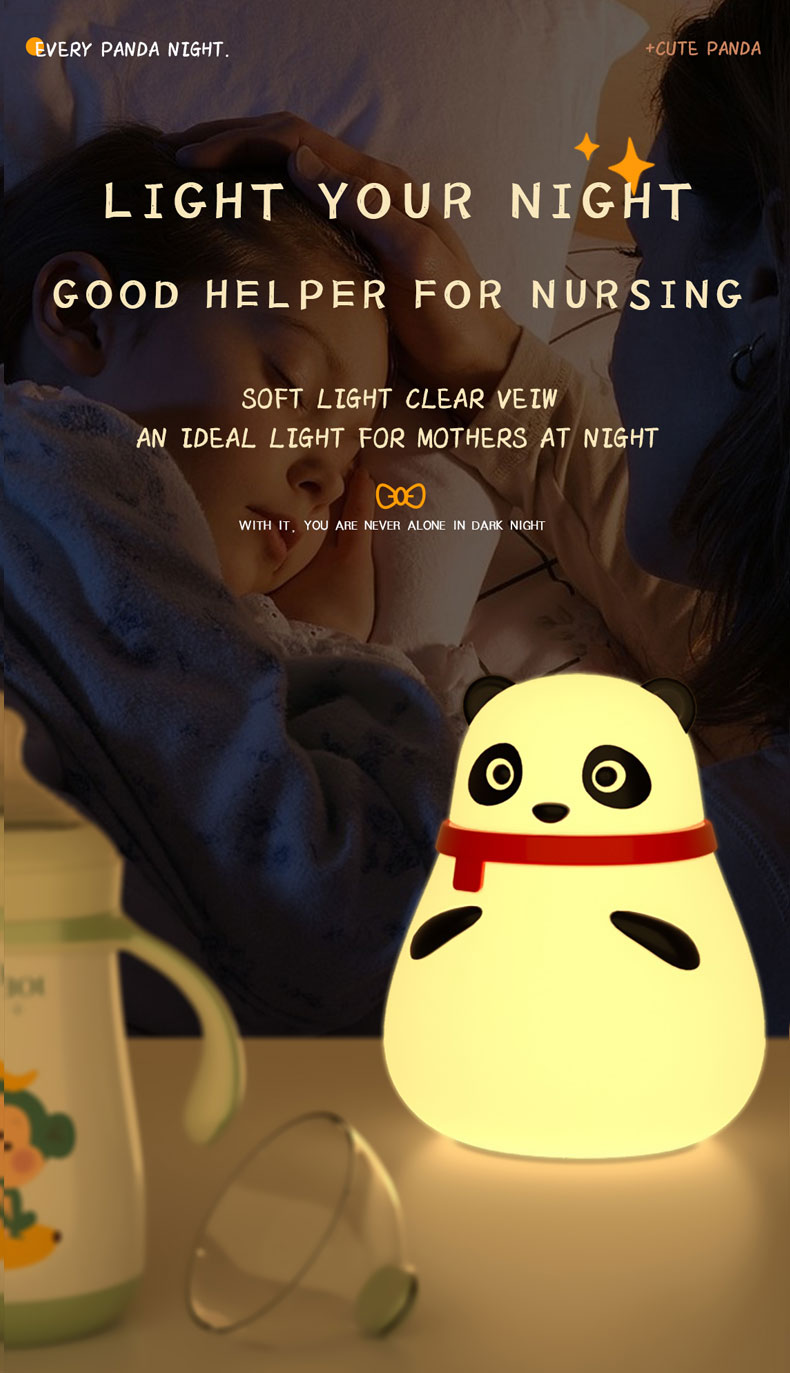Panda Night Light | Silicone Panda Night Lamp for Kids